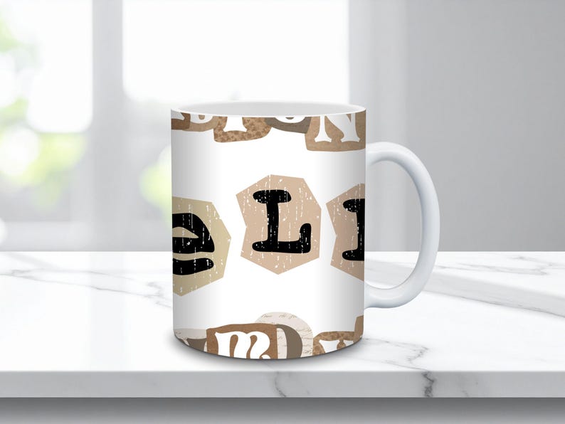 Personalized Name Mug, Vintage Alphabet Collage, Valentine's Day Gift ...