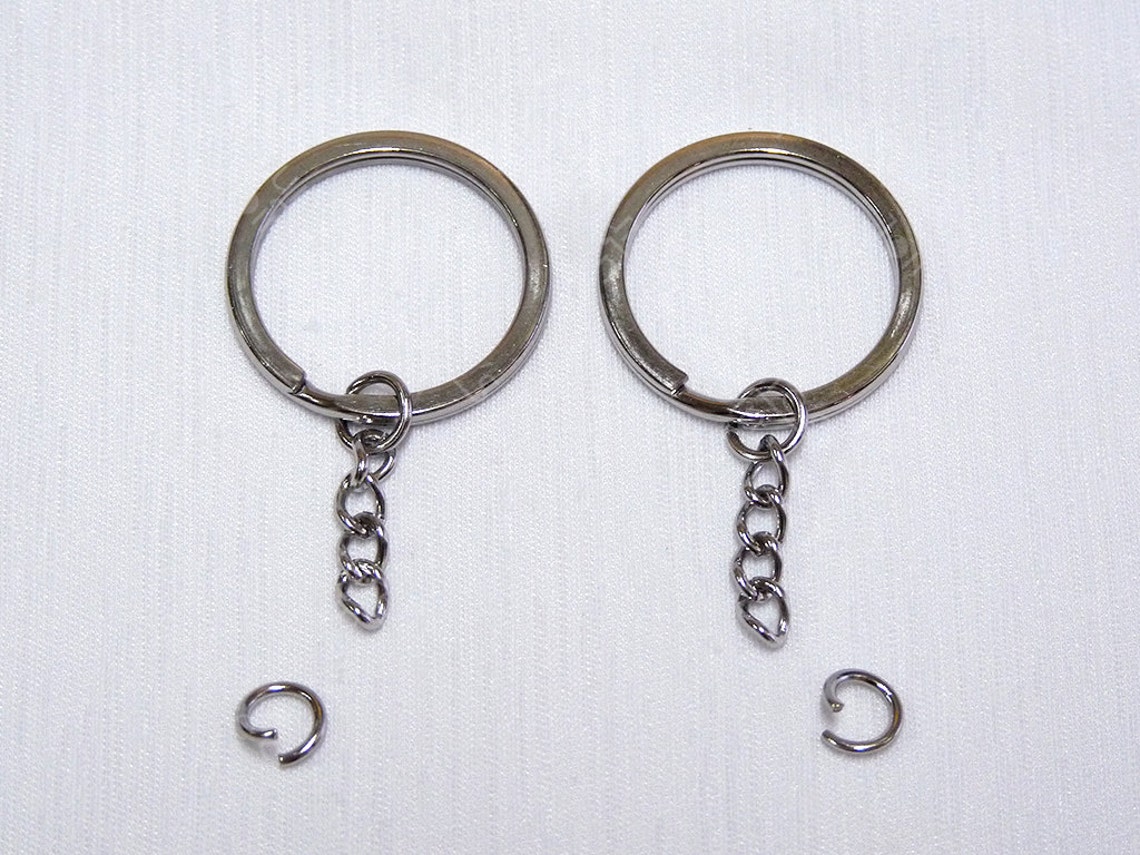 50pcs 304 Stainless Steel 30mm Key Ring With 4 Link Chain & - Etsy
