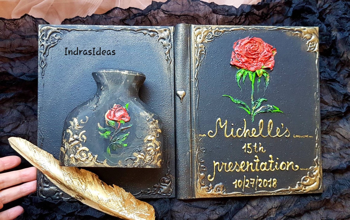 Personalized Guest Book With Red Rose Black Journal - Etsy