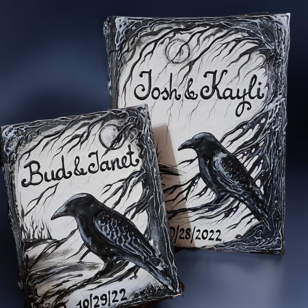 Gothic Raven Guest Book, Wedding Sign in Book, Handmade Dark Magic Book ...