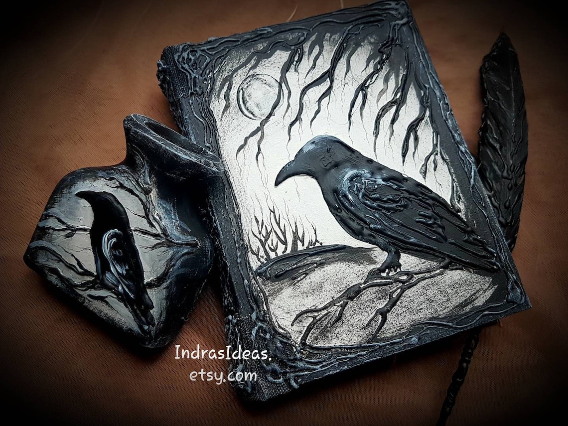 Raven Book Set Magic Book Book of Shadows Spell Book Crow | Etsy