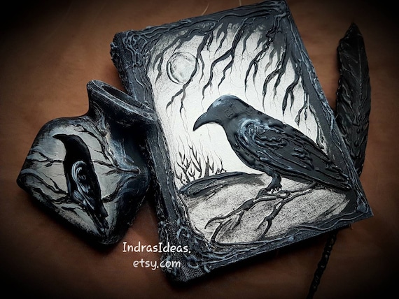 Raven Book Set Magic Book Book of Shadows Spell Book Crow | Etsy