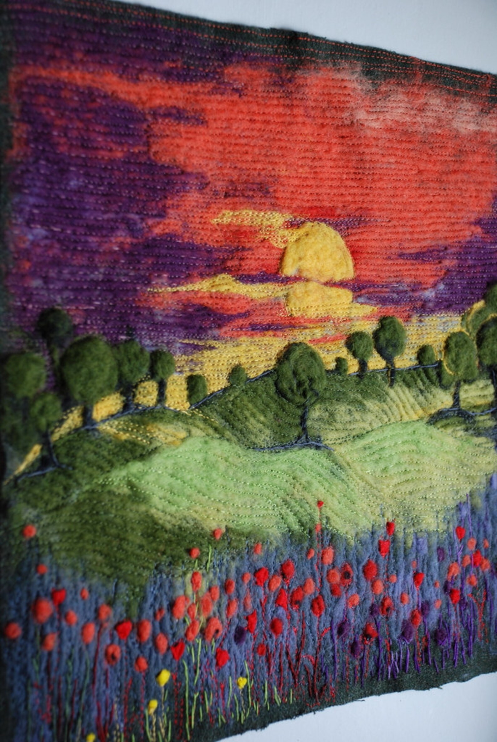 Sunset needle felted art | Etsy