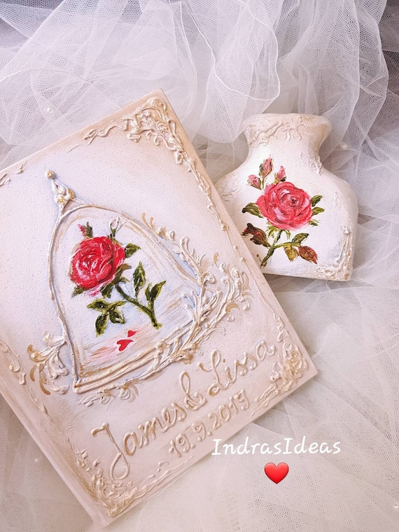 Enchanted Rose Beauty Wedding Guest Book Red Rose Guest Book - Etsy UK