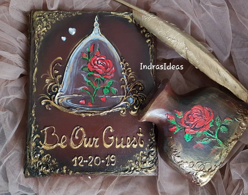 Enchanted Rose Beauty Wedding Guest Book Set Book Be Our - Etsy