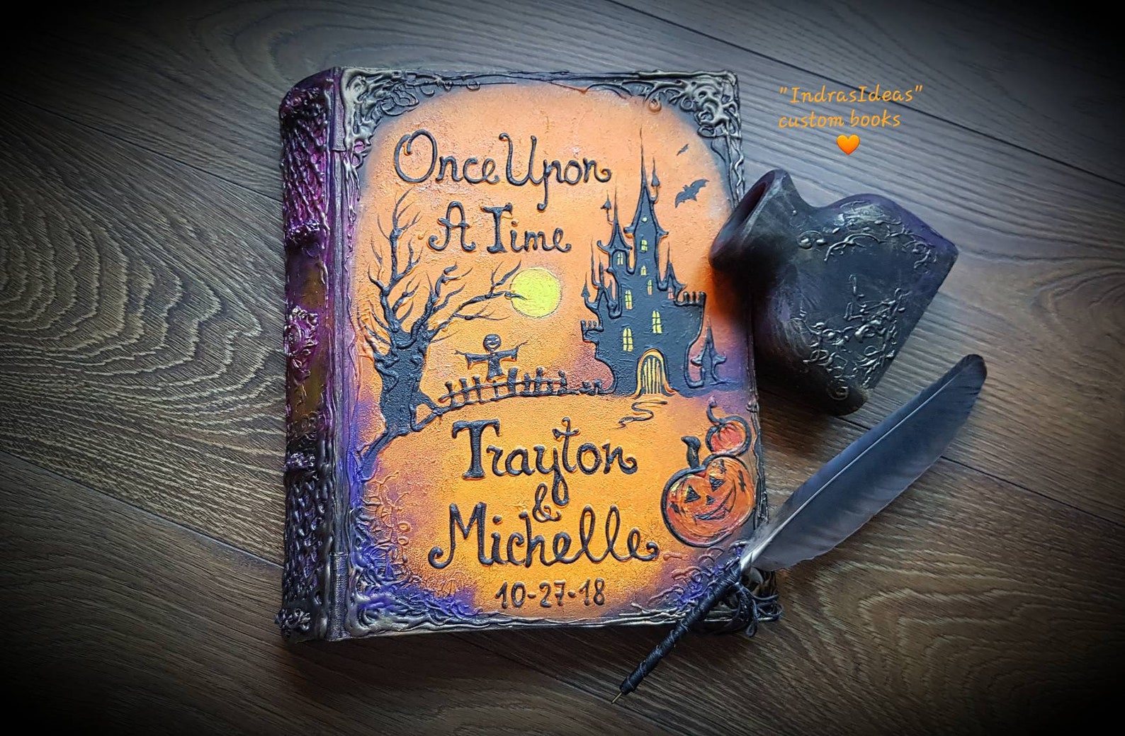 Halloween Wedding Guest Book, Witch Spell Design, Personalized Custom ...