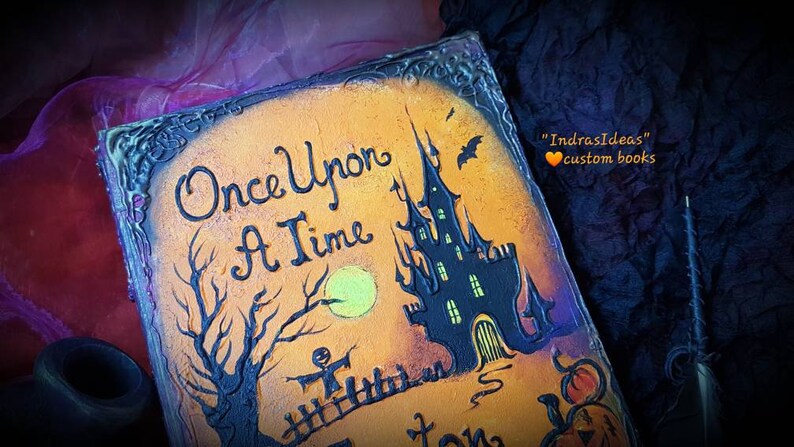Halloween Wedding Guest Book, Witch Spell Design, Personalized Custom ...