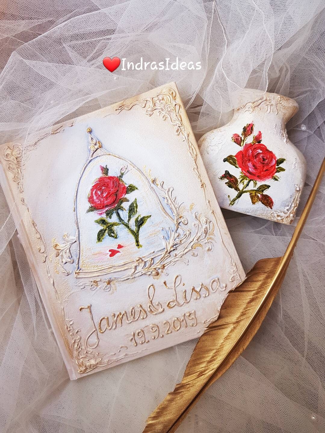 Enchanted Rose Beauty Wedding Guest Book Red Rose Guest Book - Etsy UK
