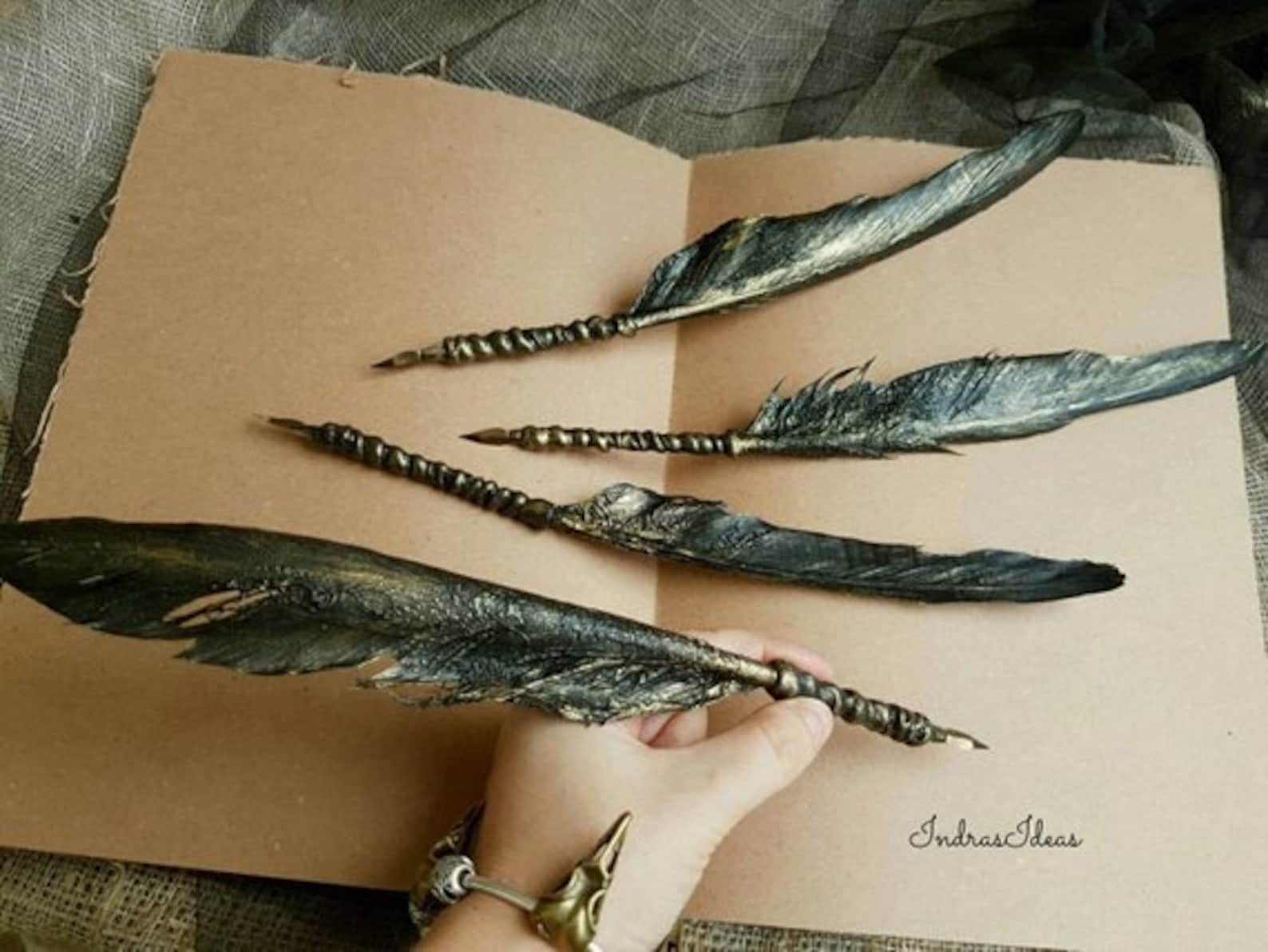 Calligraphy Dip Pen Feather Pen Black Feather Quill Dip Pen - Etsy
