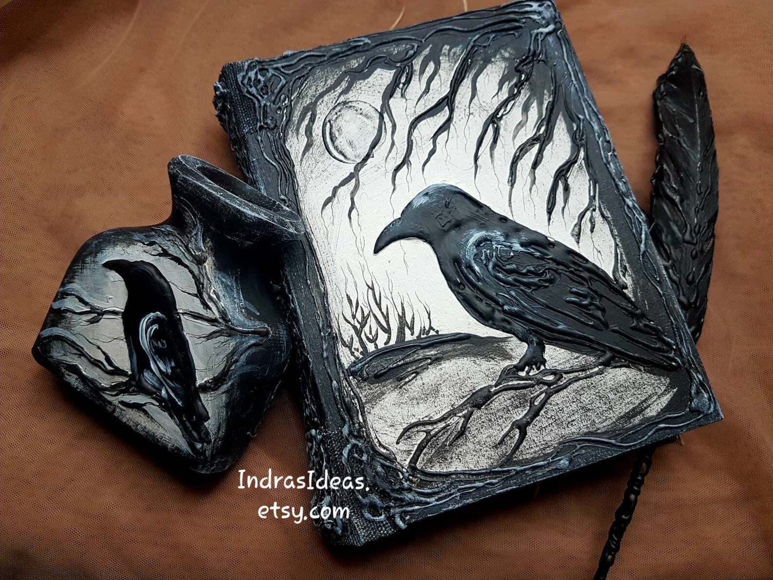 Raven Book Set Magic Book Book of Shadows Spell Book Crow | Etsy