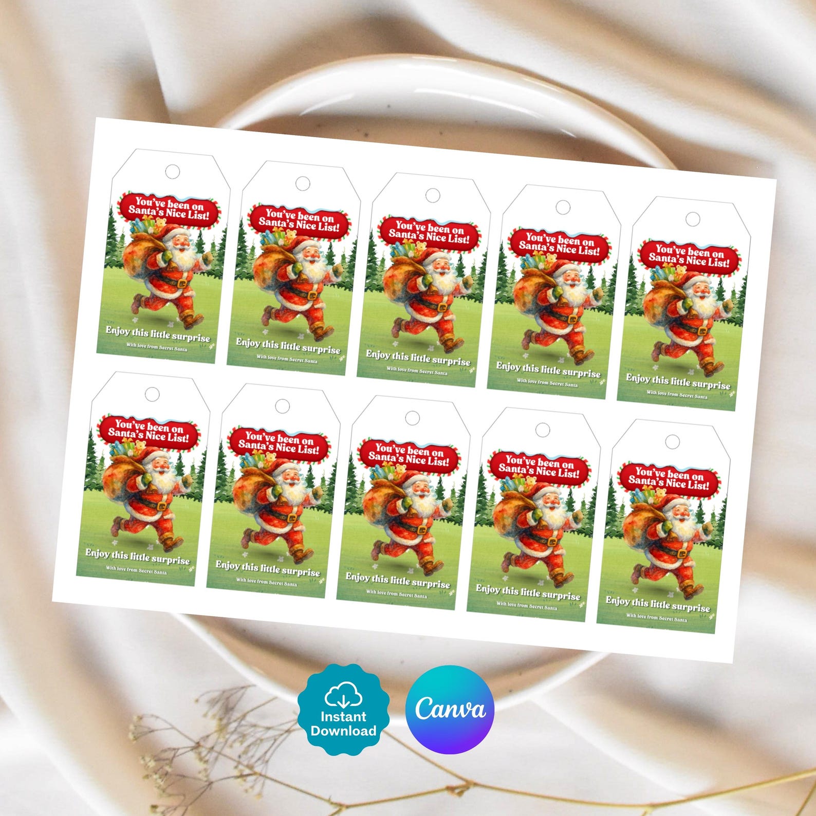 Secret Santa Gift Tags: Printable Christmas Present Labels (editable in ...