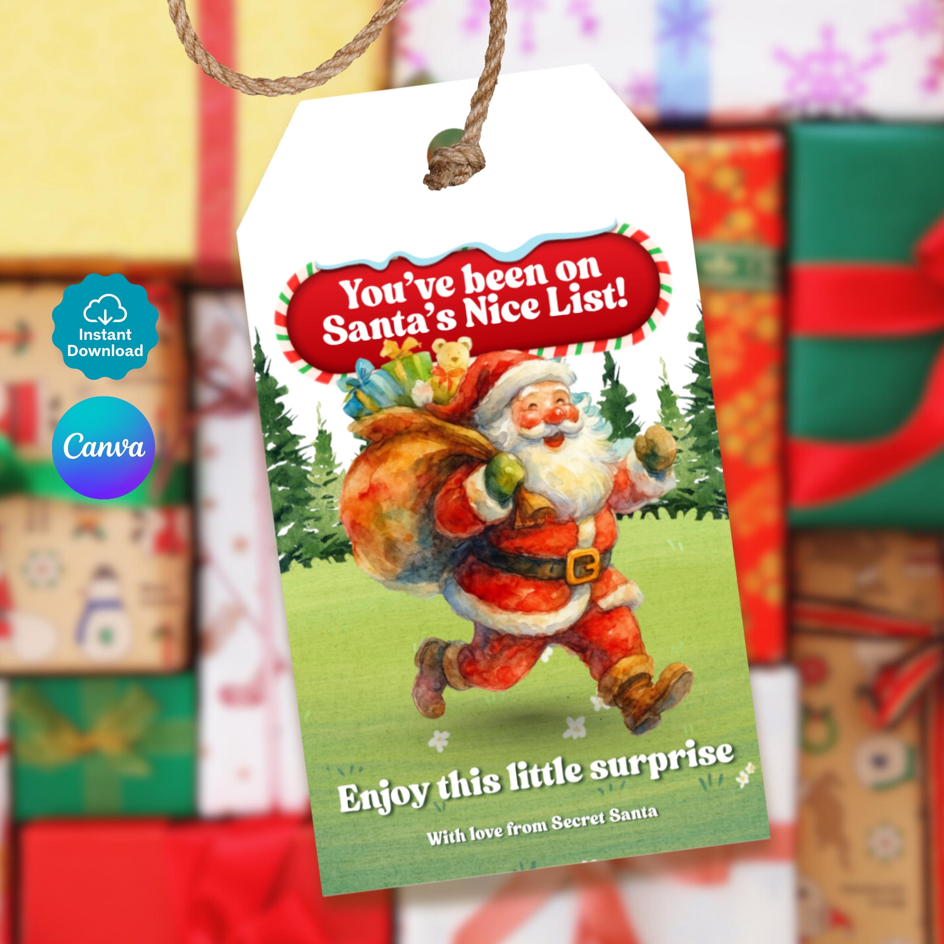 Secret Santa Gift Tags: Printable Christmas Present Labels (editable in ...