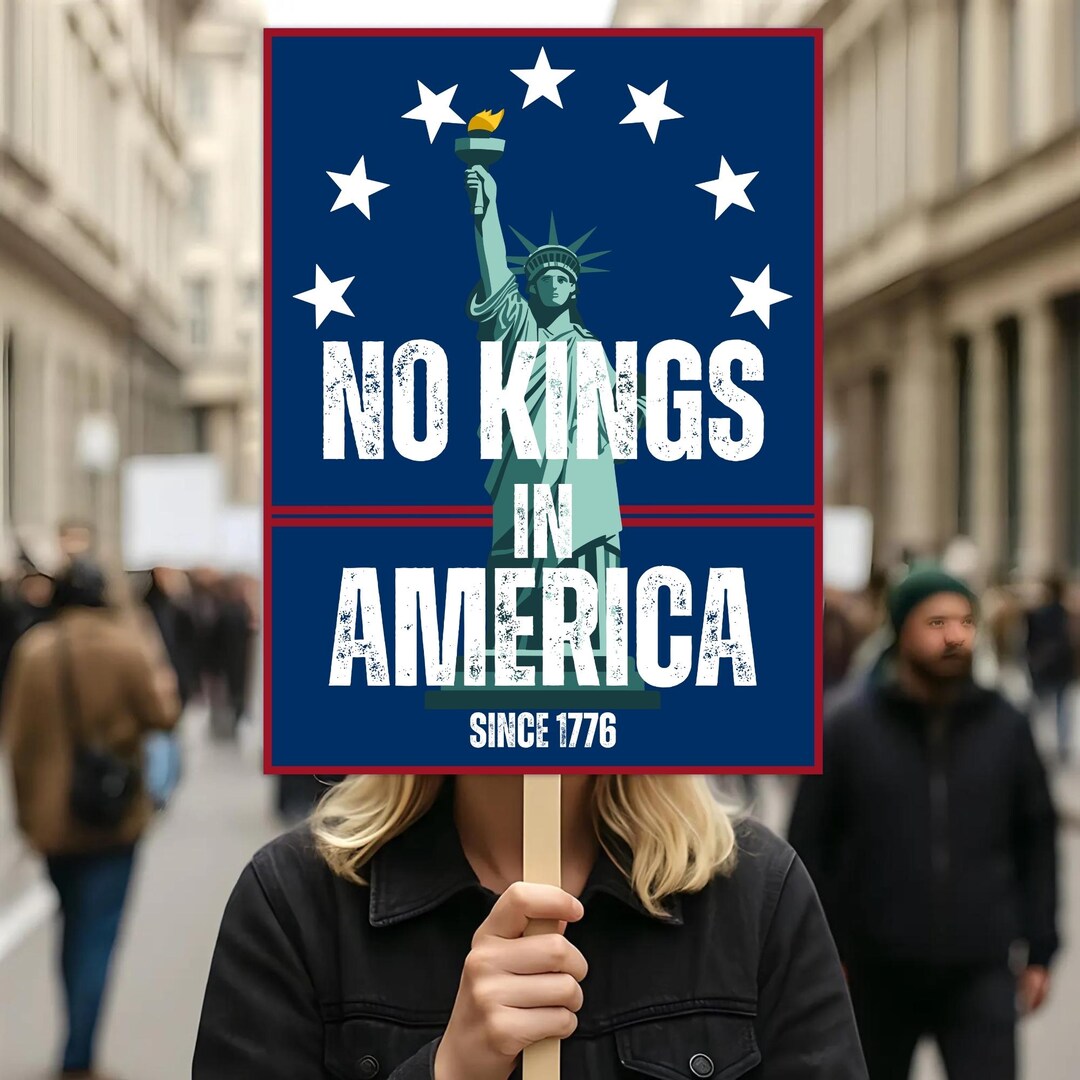 No Kings in America in 1776 Protest Sign, Anti Trump, Anti Fascists ...