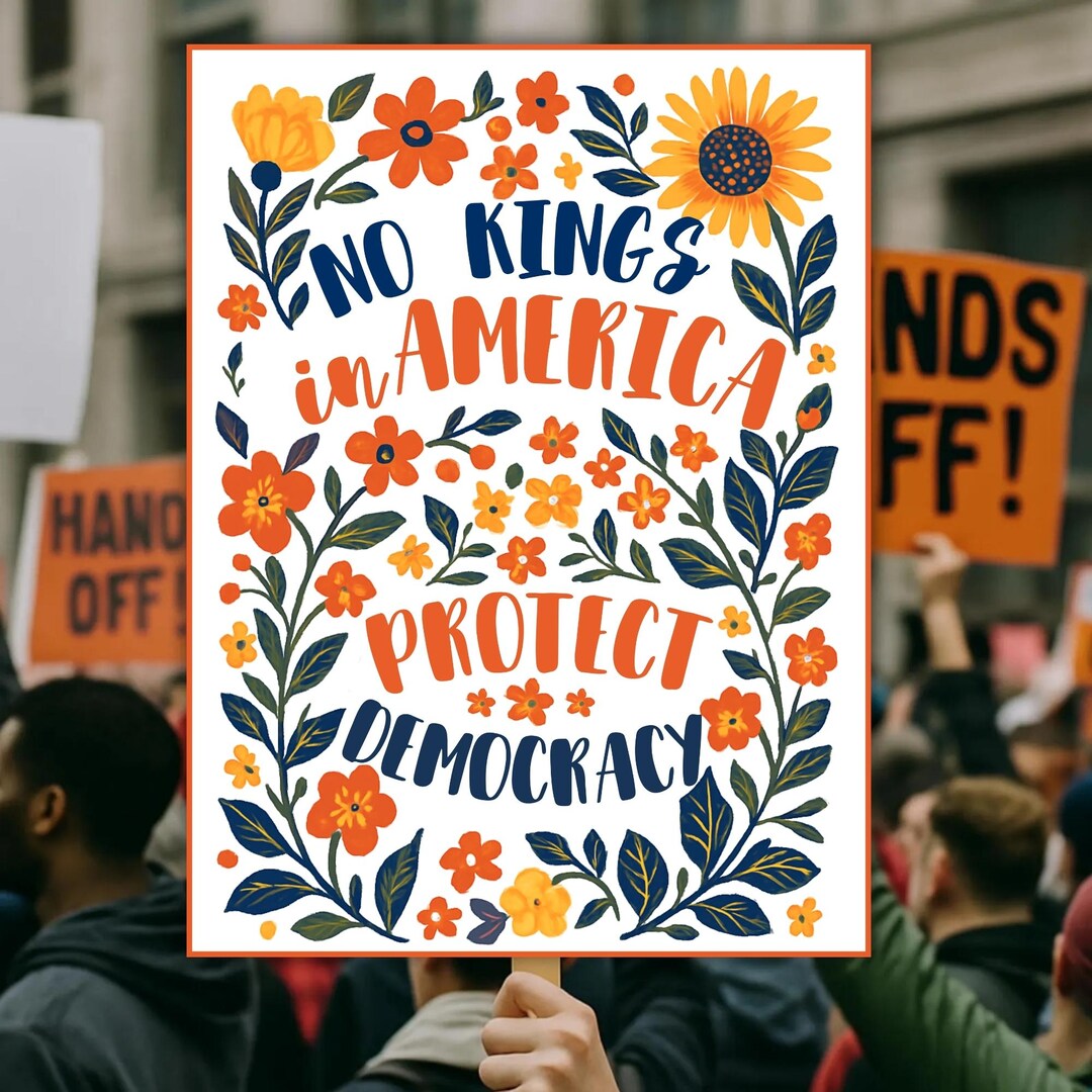 Protect Democracy Sign, No Kings in America Anti-trump Poster ,freedom ...