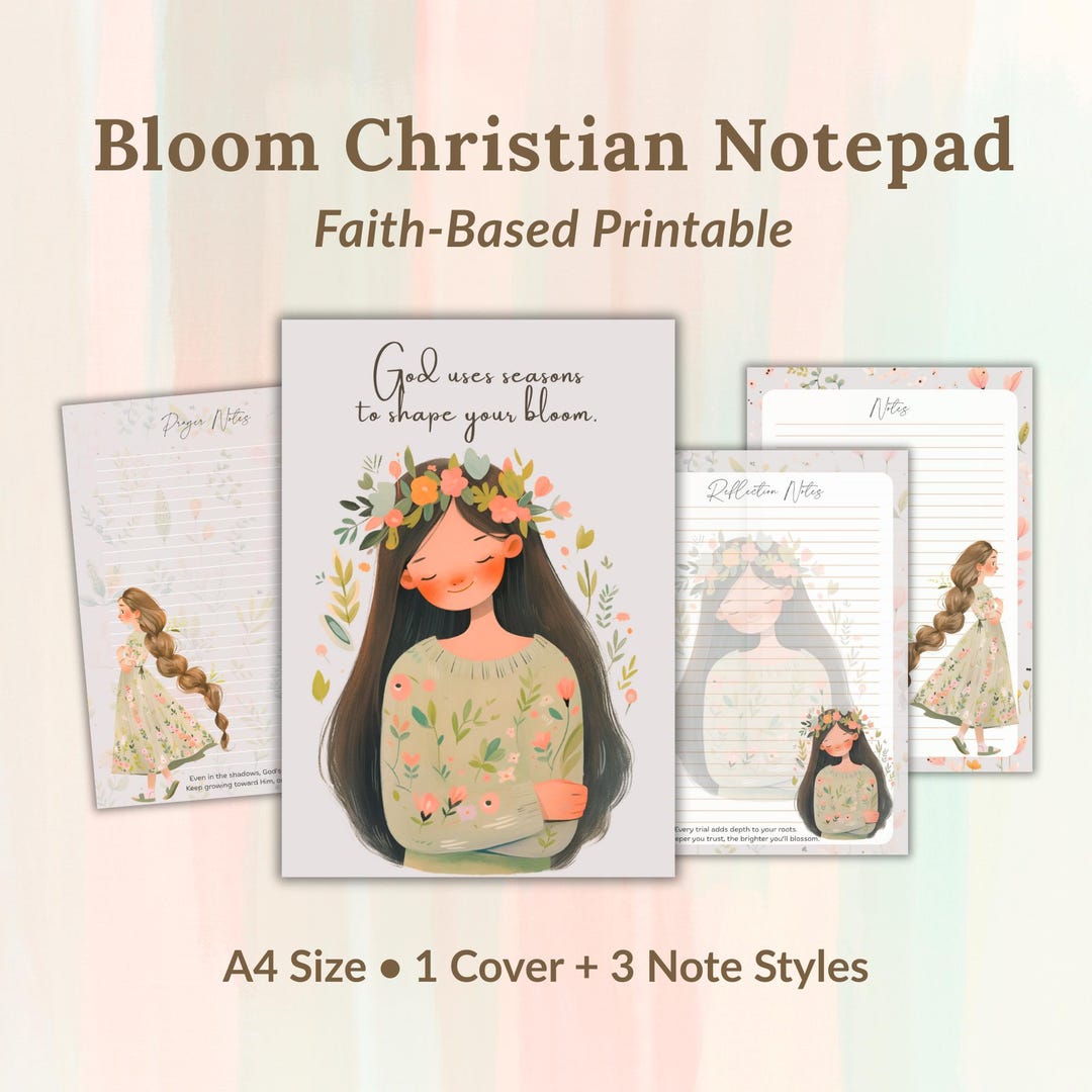 Bloom Christian Notepad Printable A4 | Faith-based Floral Notes PDF ...