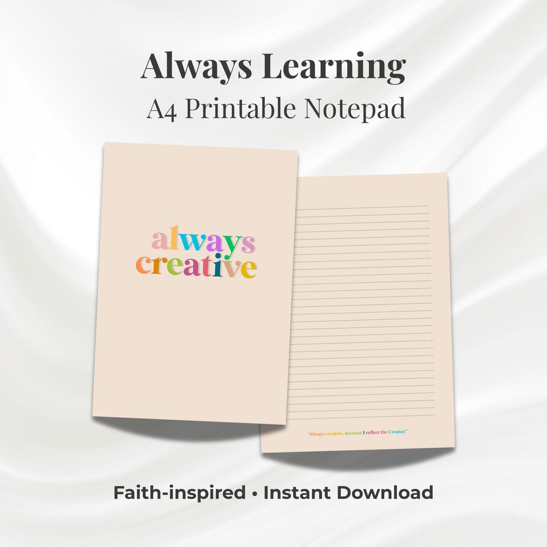 Always Creative Printable Notepad | A4 Minimalist Lined Notes | Faith ...