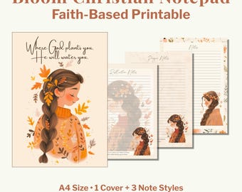 Bloom Christian Notepad Printable A4 | Faith-based Floral Notes PDF ...
