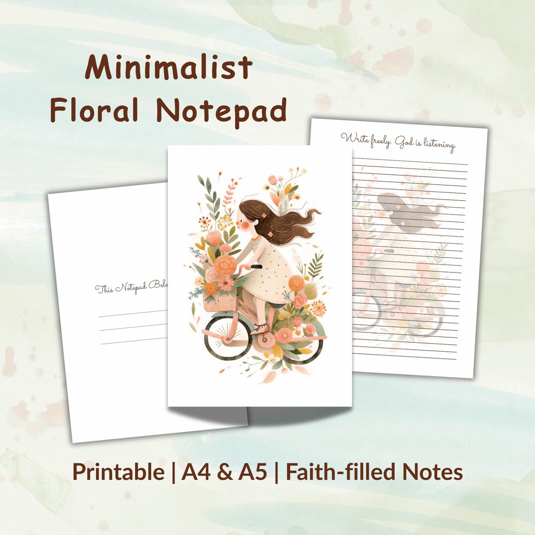 Minimalist Floral Notepad Printable | Writing Pad for Journaling, Notes ...