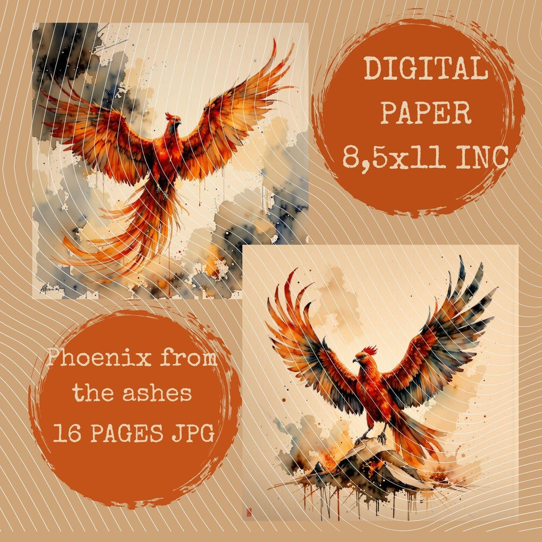 Phoenix Junk Journal Pages, Digital Scrapbook Paper Kit, Xmas Printable ...
