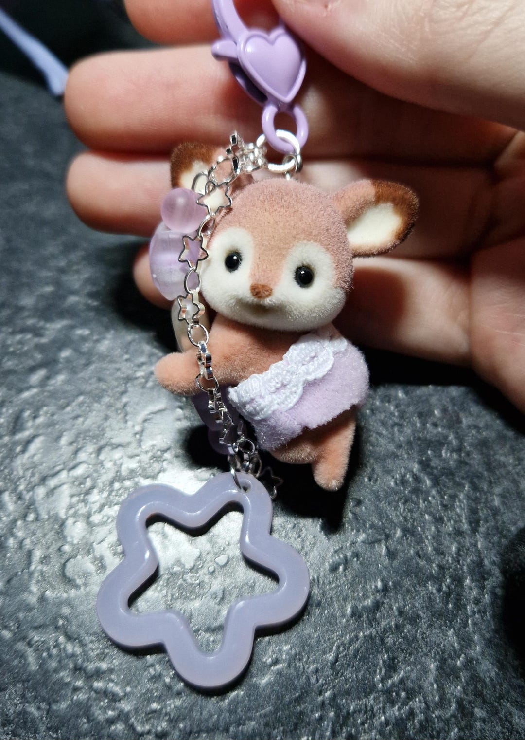 Handmade Purple Fawn Keychain >