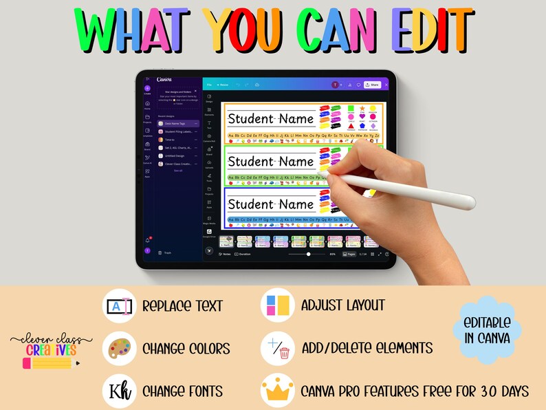 Editable Desk Name Tags: Bright Classroom Decor (canva Template ...