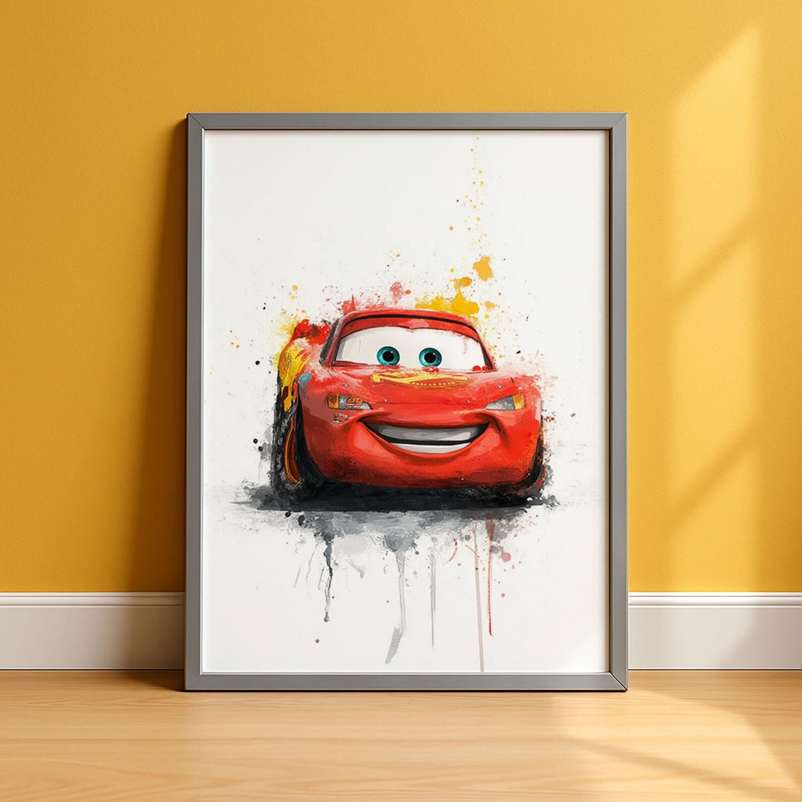 Personalised Cars Nursery Wall Art Set, Lightning Mcqueen Kids Room ...