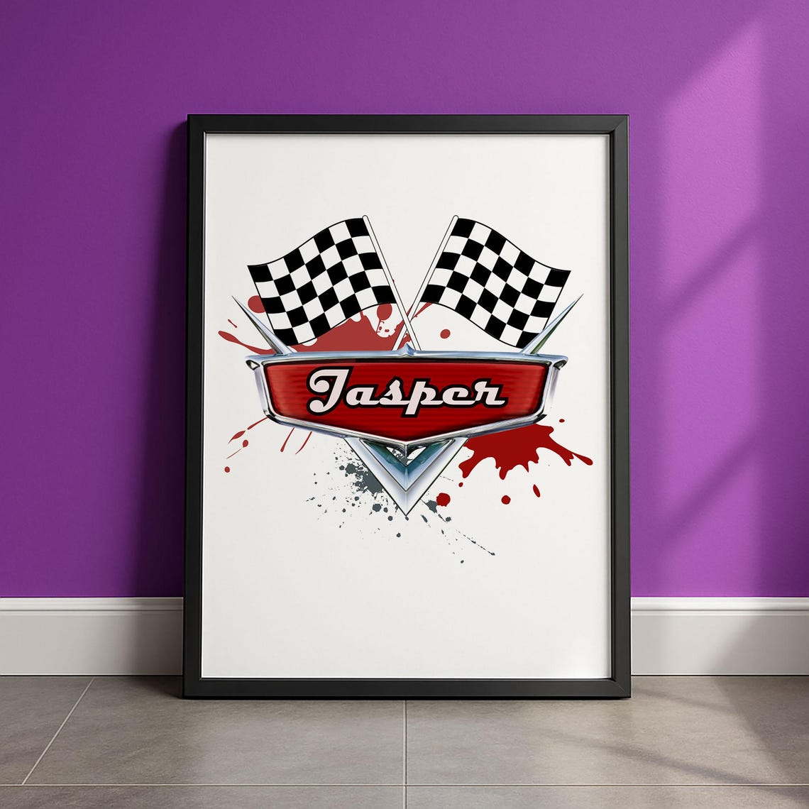 Personalised Cars Nursery Wall Art Set, Lightning Mcqueen Kids Room ...
