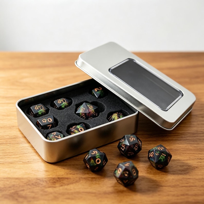 Handcrafted Wooden Dice Set - 7-piece Carved Number Dice for RPG ...