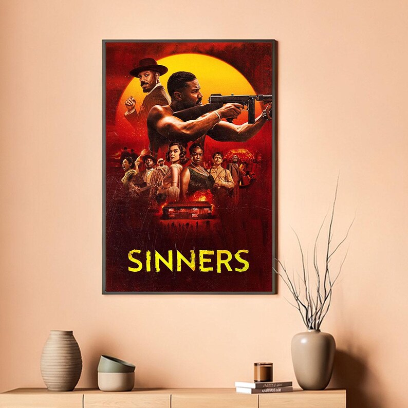 Sinners Movie Poster, Retro Wall Art, Home Decor, Classic Movie, Canvas ...