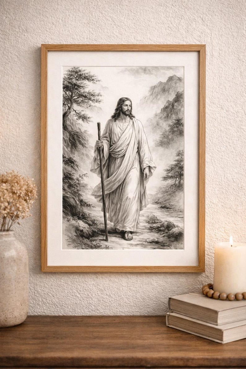Jesus Christ Sumi-e Ink Painting | Minimalist Christian Art (digital ...