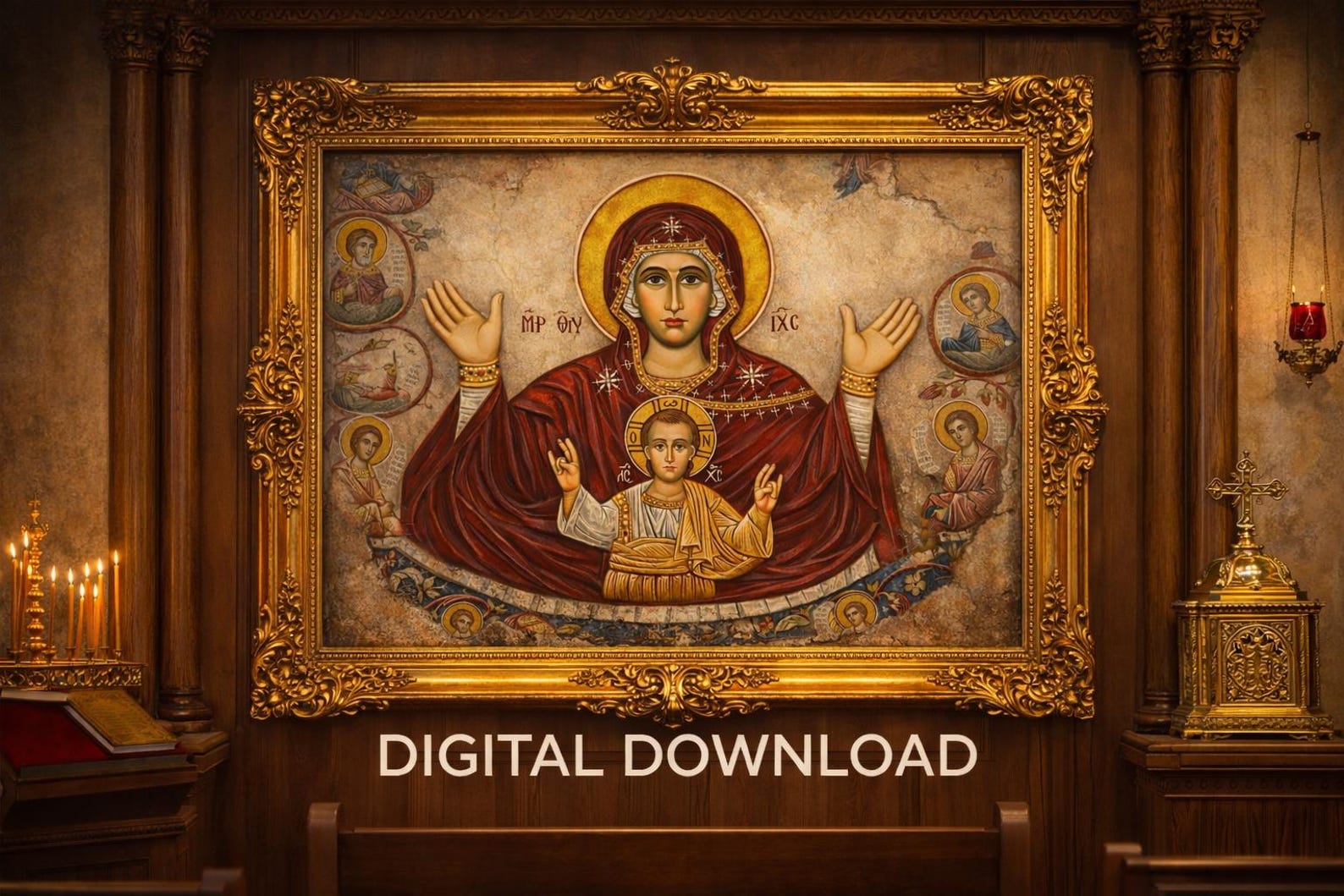 Virgin Mary Icon Print, Byzantine Christian Art, Mother and Child ...