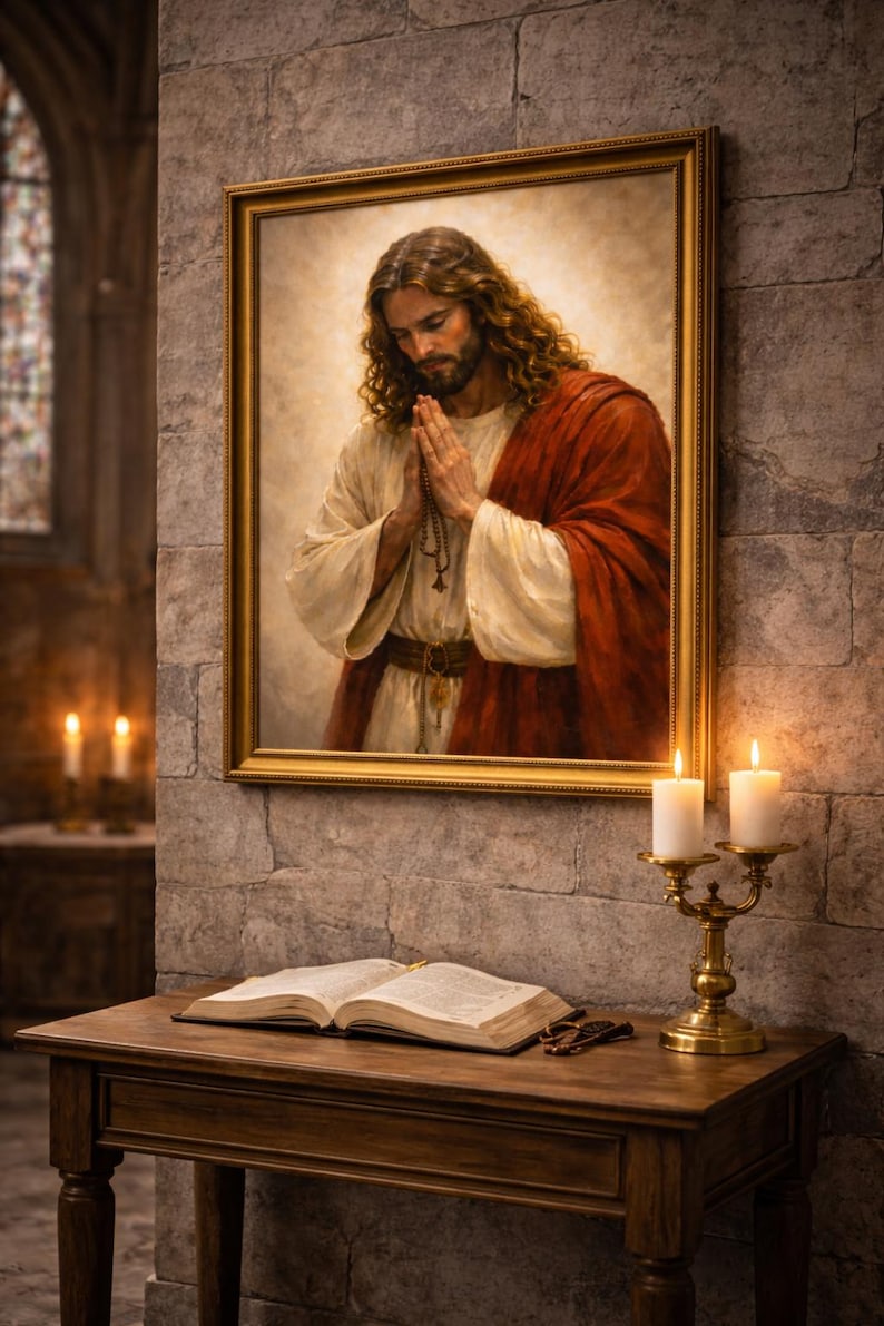 Jesus Prayer Oil Painting Style Art, Christian Home Decor (digital ...