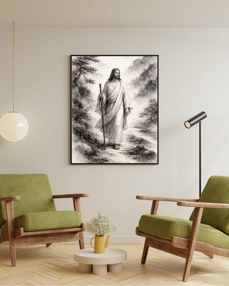 Jesus Christ Sumi-e Ink Painting | Minimalist Christian Art (digital ...