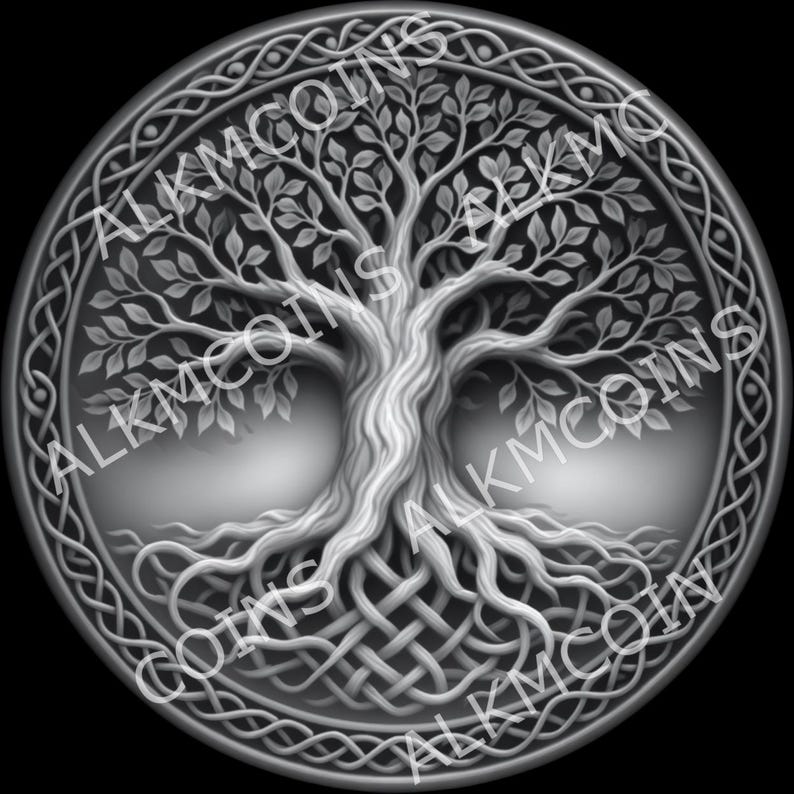 Yggdrasil World Tree – Engraving Depth Map, 3D Embossing, PNG Download ...