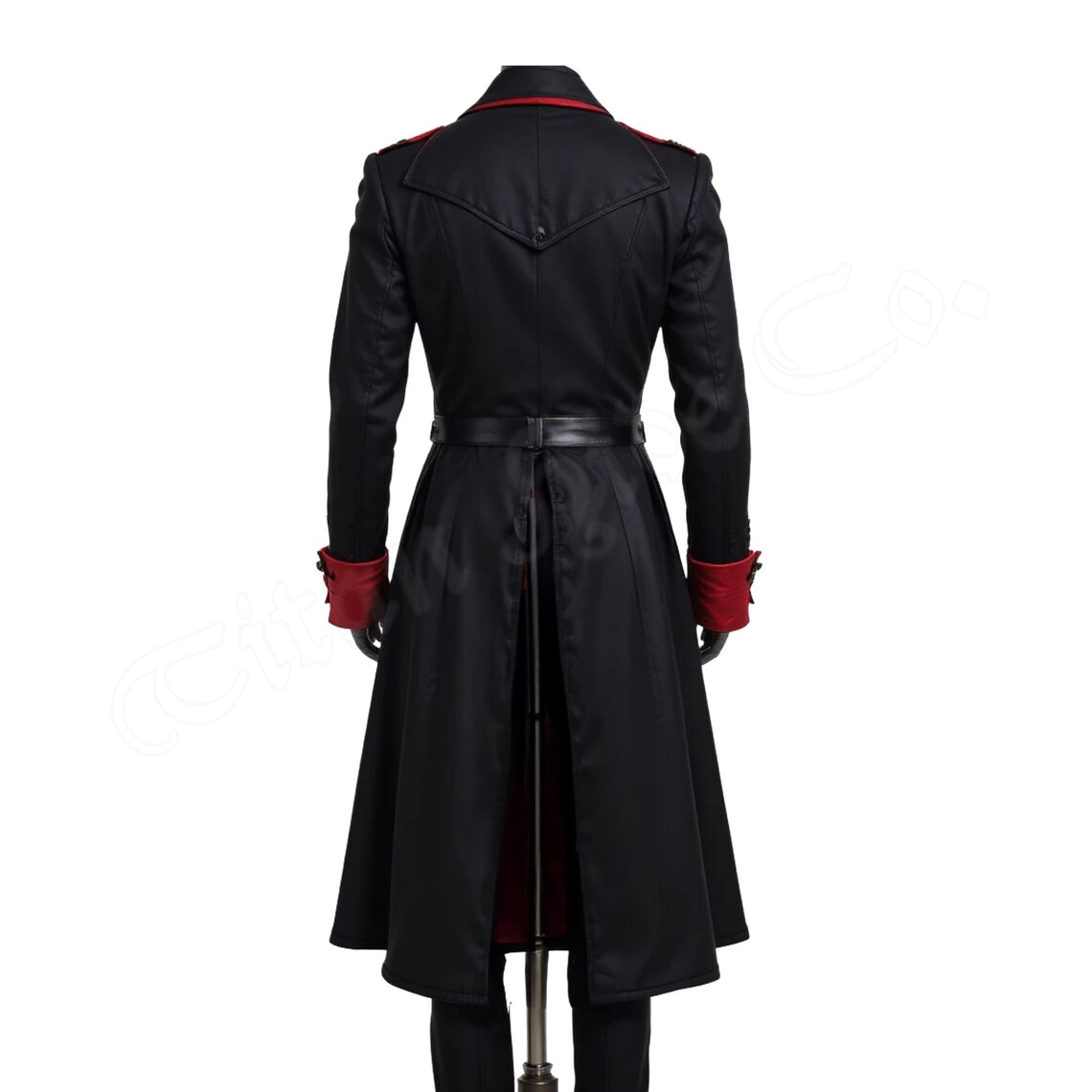 Gothic Handmade Victorian Unisex Vampire Coat - Black & Red Long ...