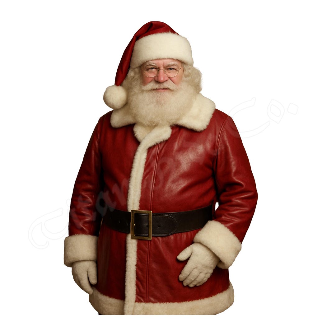 Santa Claus Red Leather Coat With White Fur Trim | Handmade Christmas ...