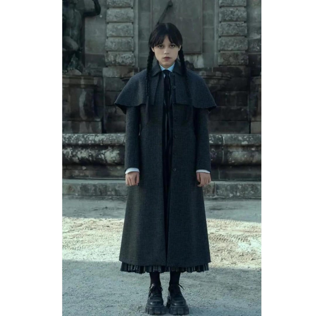 Wednesday Addams Inspired Black Tweed Premium Coat | Womens Black Long ...