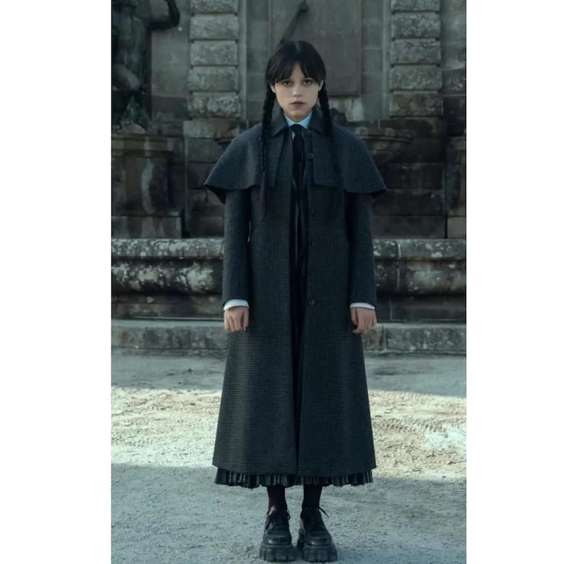 Wednesday Addams Inspired Black Tweed Premium Coat | Womens Black Long ...