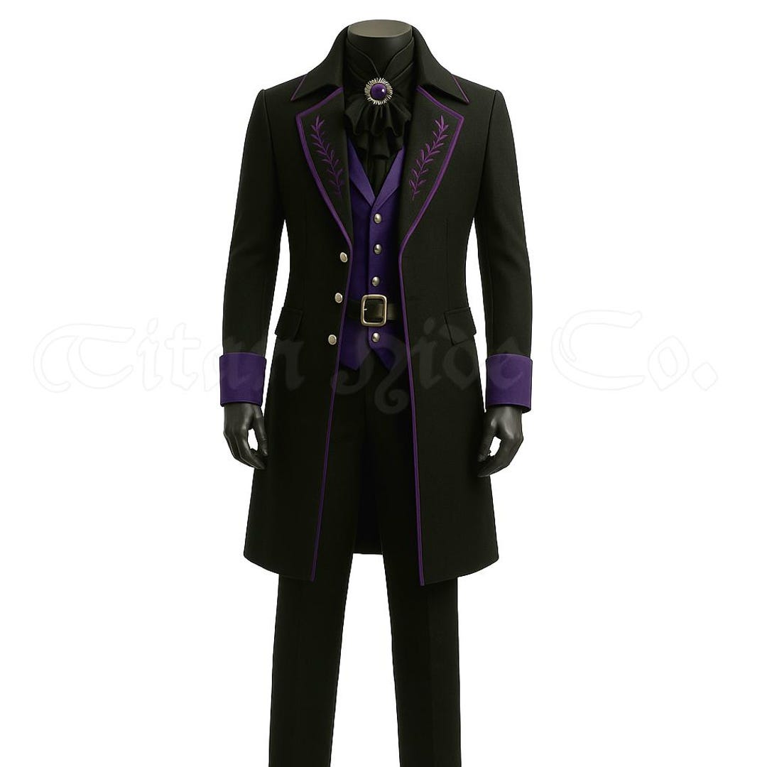 Handmade Black & Purple Victorian Gothic Vampire Coat for Men ...