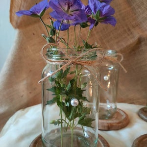 12 Jam Jar Table Centrepiece Jute Band and a Pearl Rustic/vintage Style ...