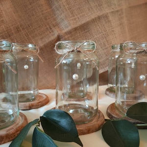 12 Jam Jar Table Centrepiece Jute Band and a Pearl Rustic/vintage Style ...