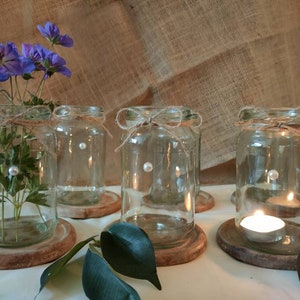 12 Jam Jar Table Centrepiece Jute Band and a Pearl Rustic/vintage Style ...