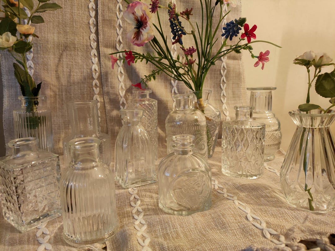 12 Bud Vases Various Shapes Sizes and Patterns Cafes Wedding Party ...