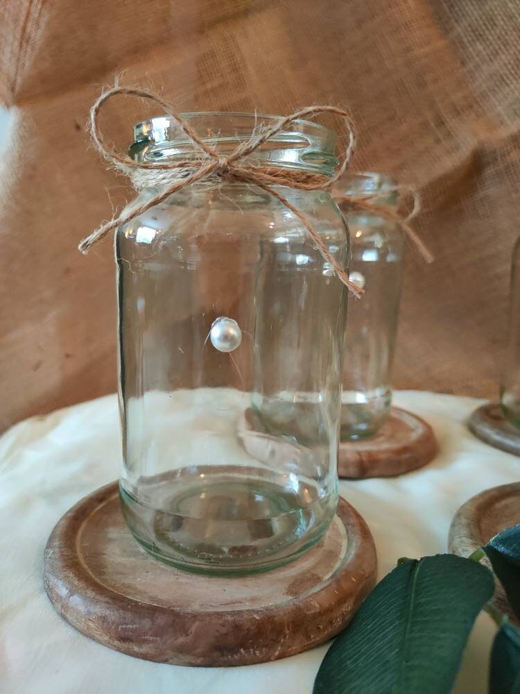 12 Jam Jar Table Centrepiece Jute Band and a Pearl - Etsy