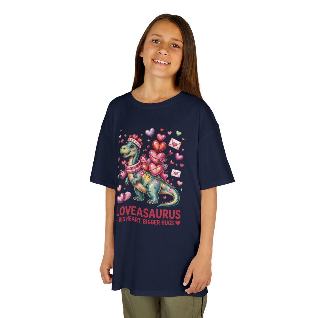 Loveasaurus Dinosaur Heart Design Kids Tee | Valentines Dinosaur Shirt ...