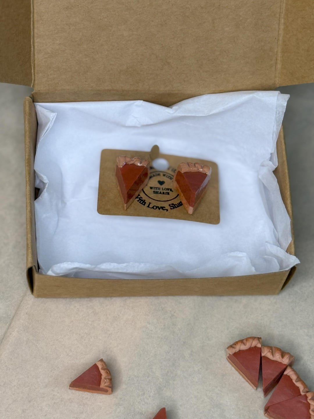Sweet Potato Pie Slice Stud Earrings – Handmade Polymer Clay Fall ...