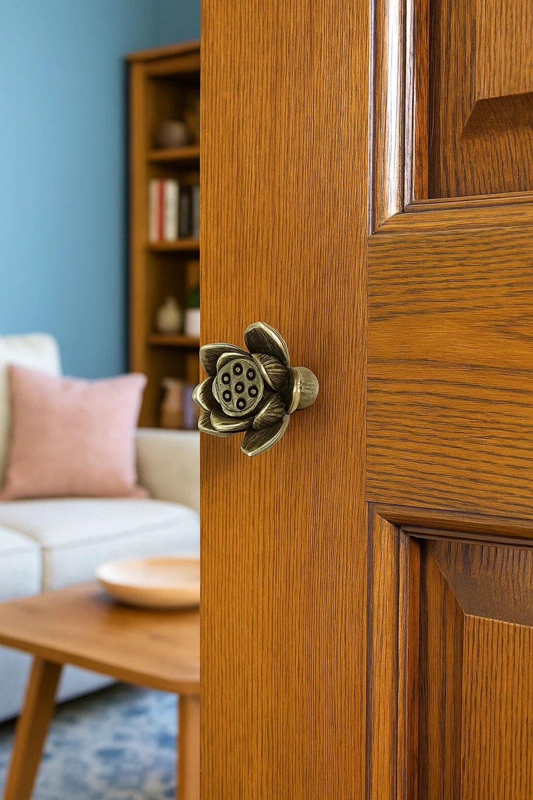 Brass Lotus Flower Door Handle – Retro Floral Cabinet Pull - Etsy