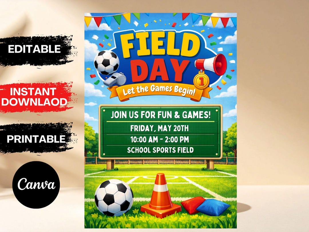 Editable Field Day Flyer Template | School Event Poster (8.5x11 Inches ...