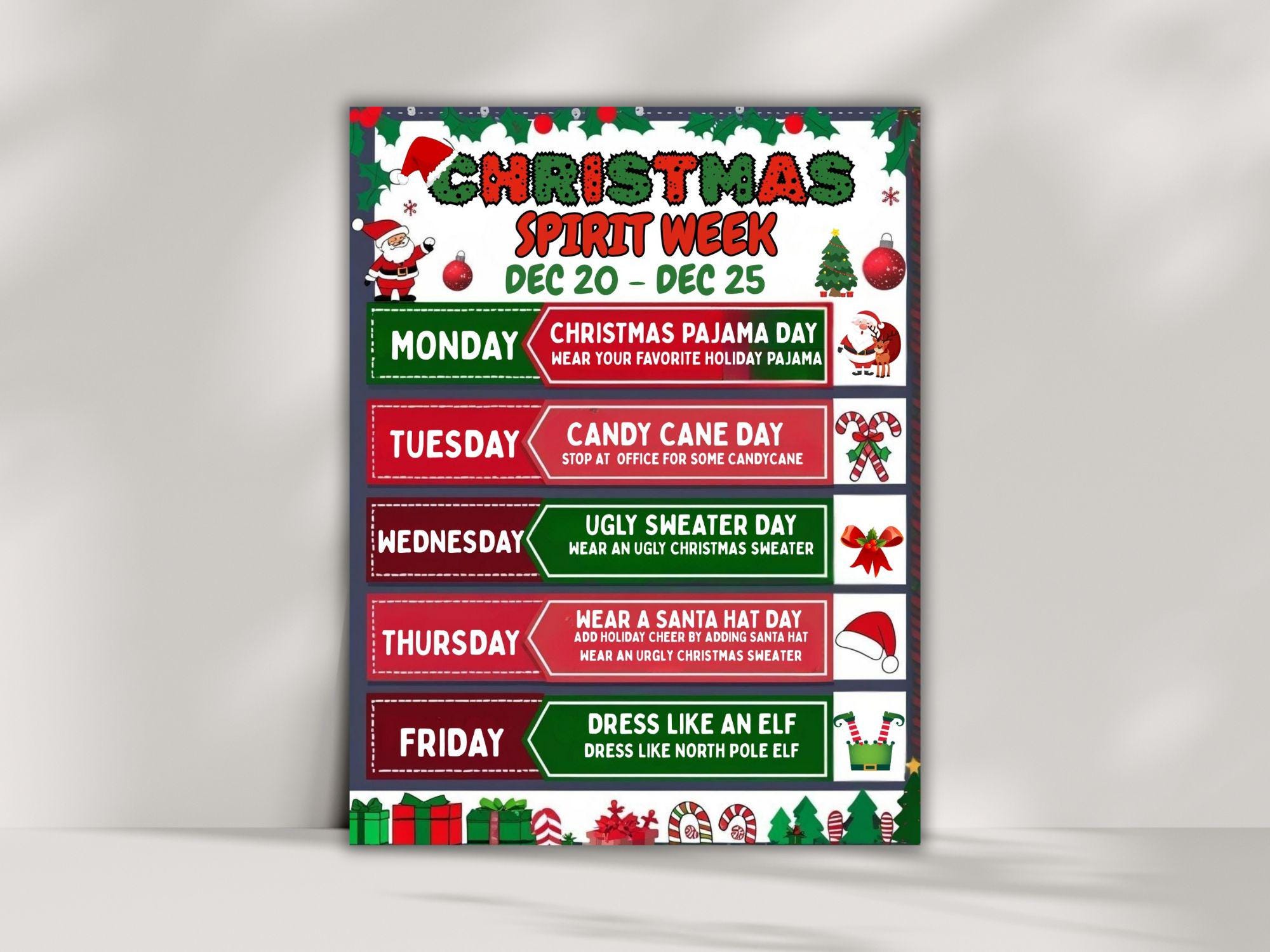 Christmas Spirit Week Flyer: School PTO Events (editable Canva Template ...
