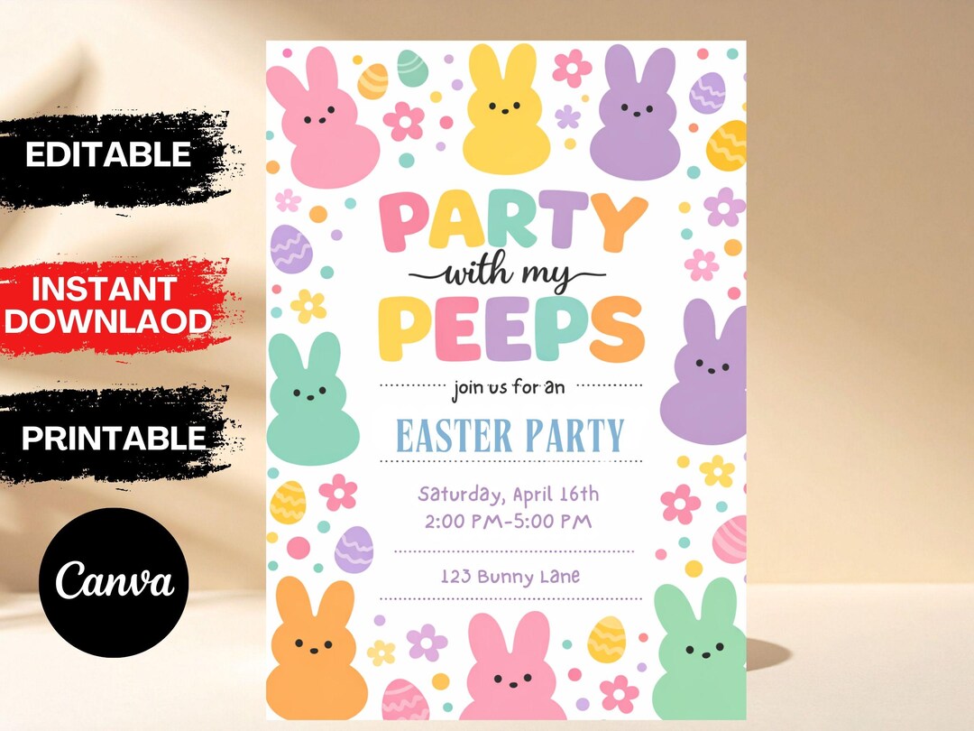 Easter Egg Hunt Invitation,party With My Peeps,easter Egg Invitation ...